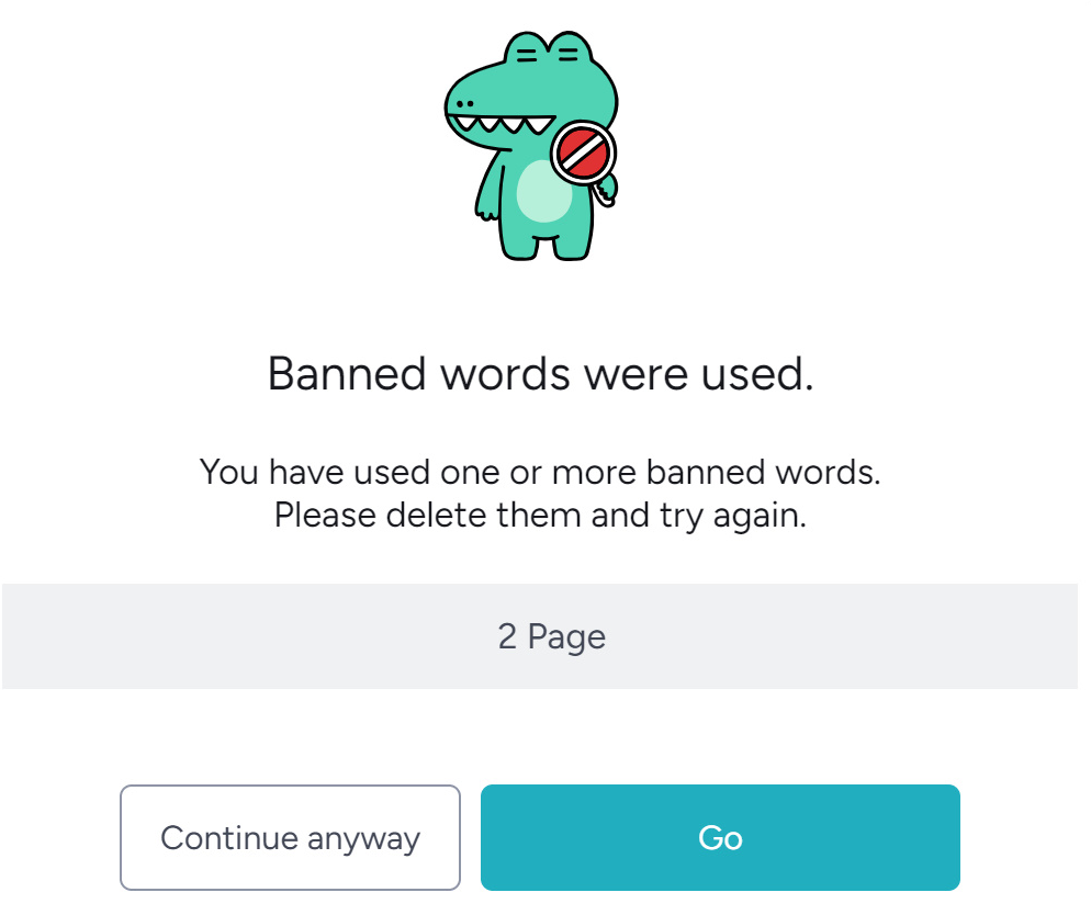 Setting prohibited words – Help center - MiriCanvas
